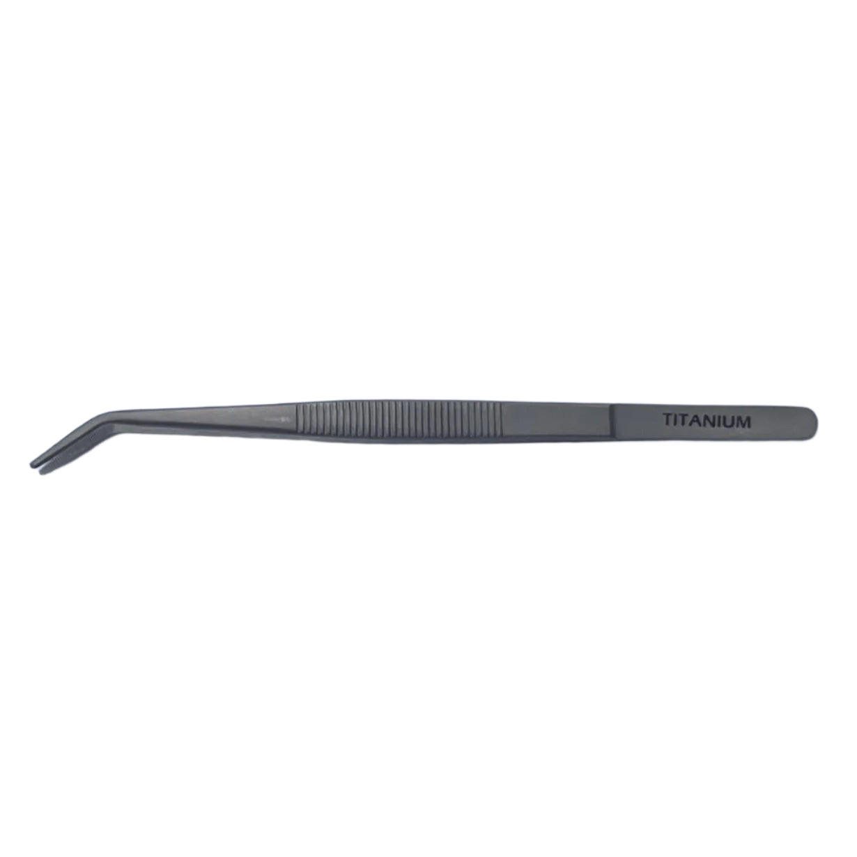 Titanium Tweezer – With Long Bent Blunt Medium Serrated Tips & Serrated ...